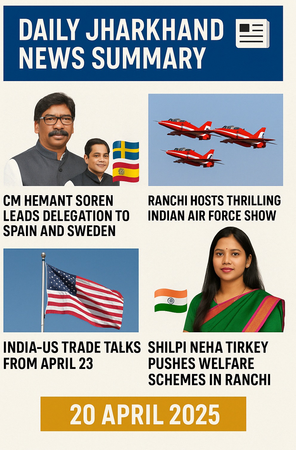 Daily Jharkhand News Summary – 20 April 2025 » 🪵 𝙹𝙷𝙰𝚁𝙺𝙷𝙰𝙽𝙳𝙸 𝙱𝙰𝙱𝙰 🐘